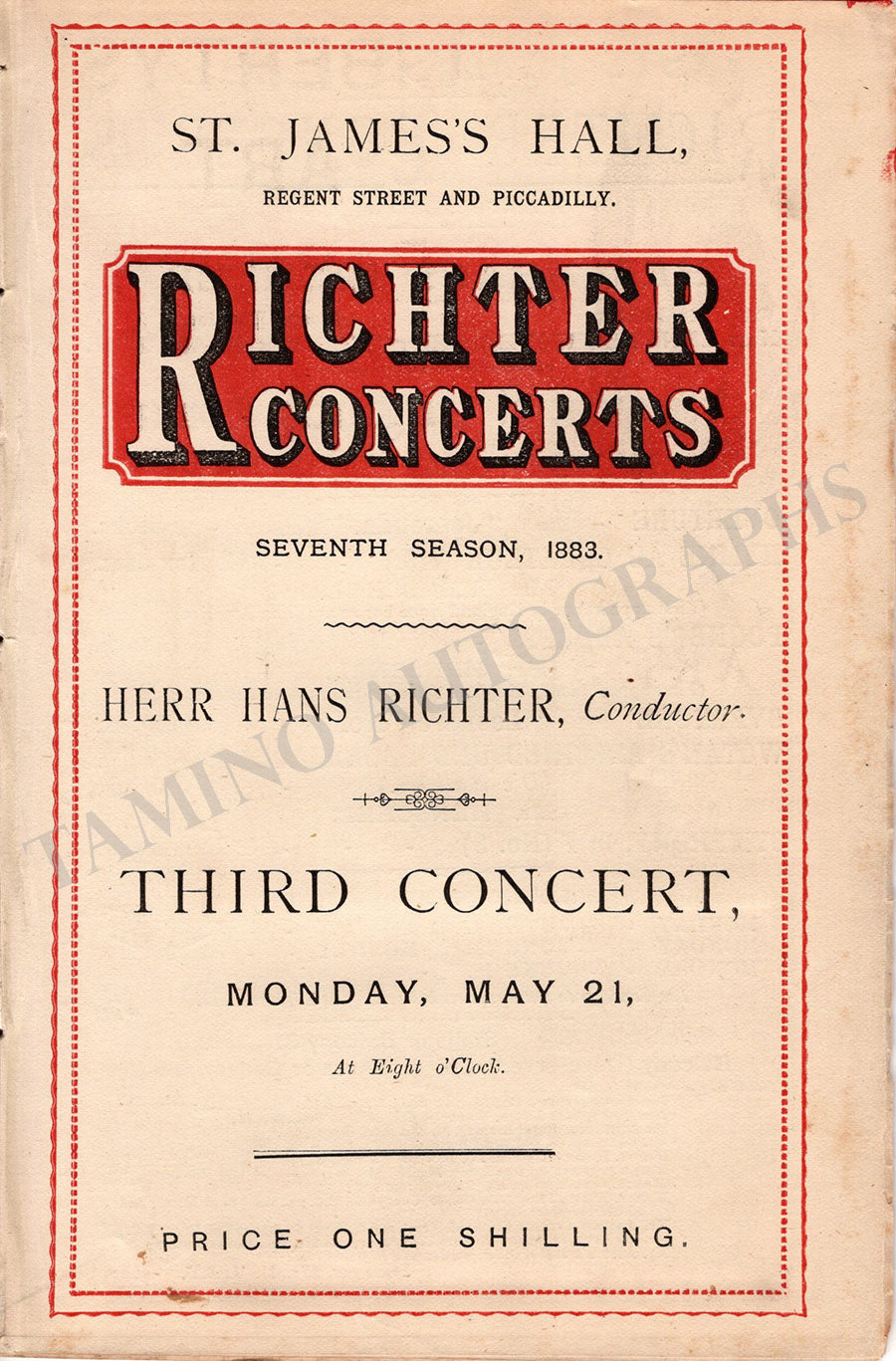 Hans Richter Concert Program London 1883 – Tamino
