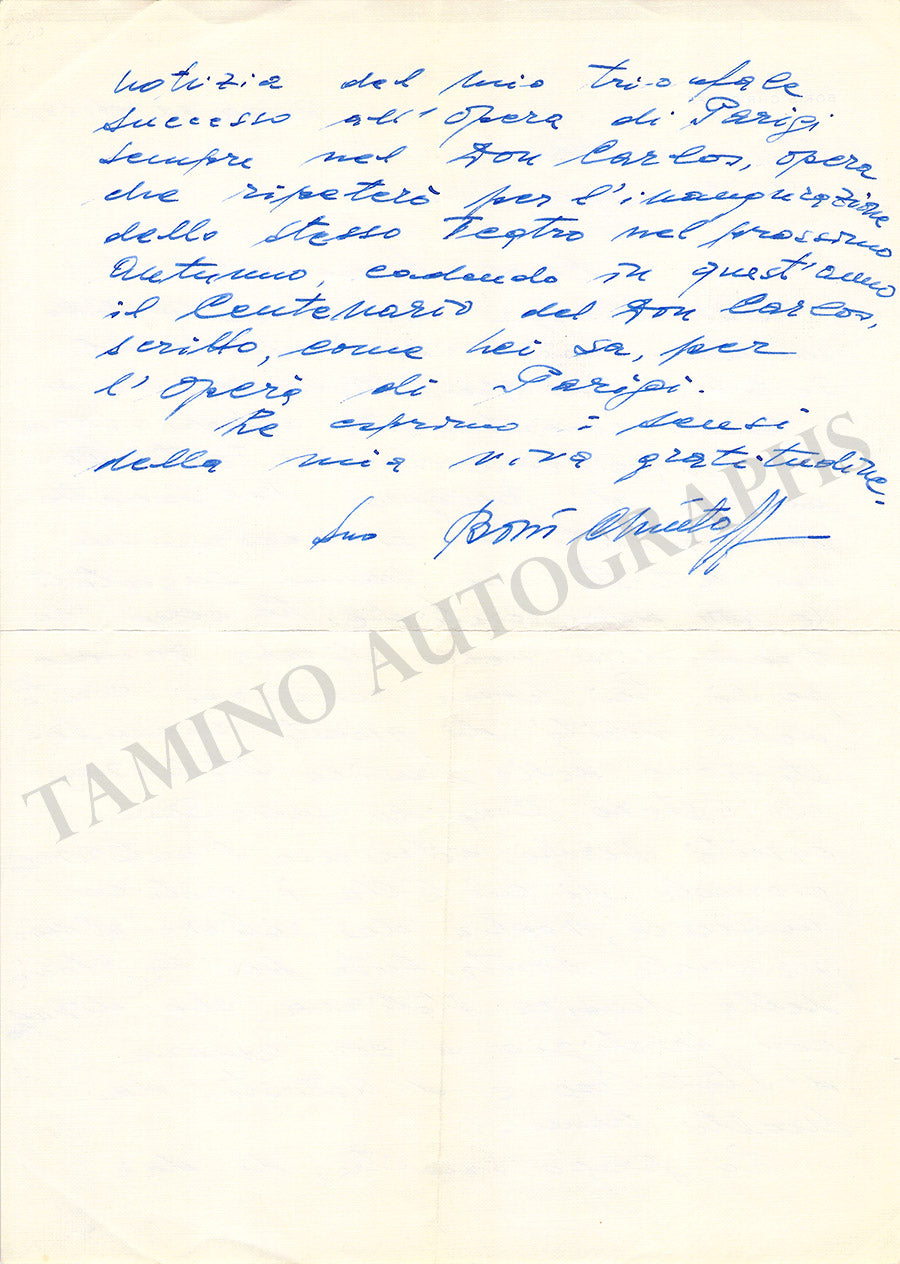 Boris Christoff Autograph Letters Signed 1967 & 1982 – Tamino Autographs