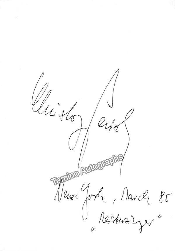 Perick, Christof - Signed Photograph & Music Quote 1985