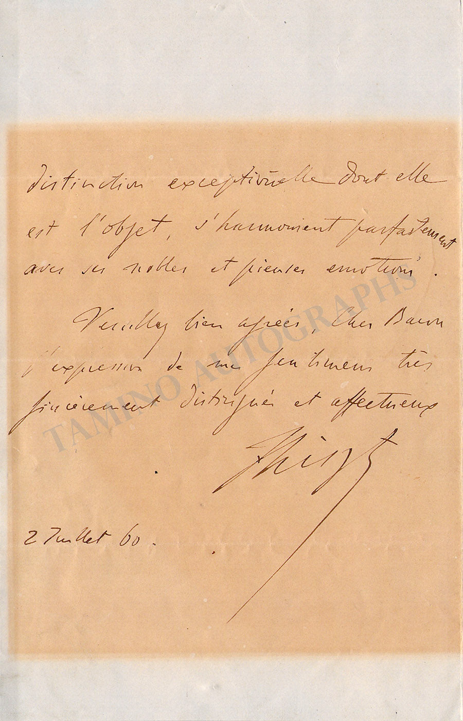 Franz Liszt Autograph Letter Signed 1860 – Tamino