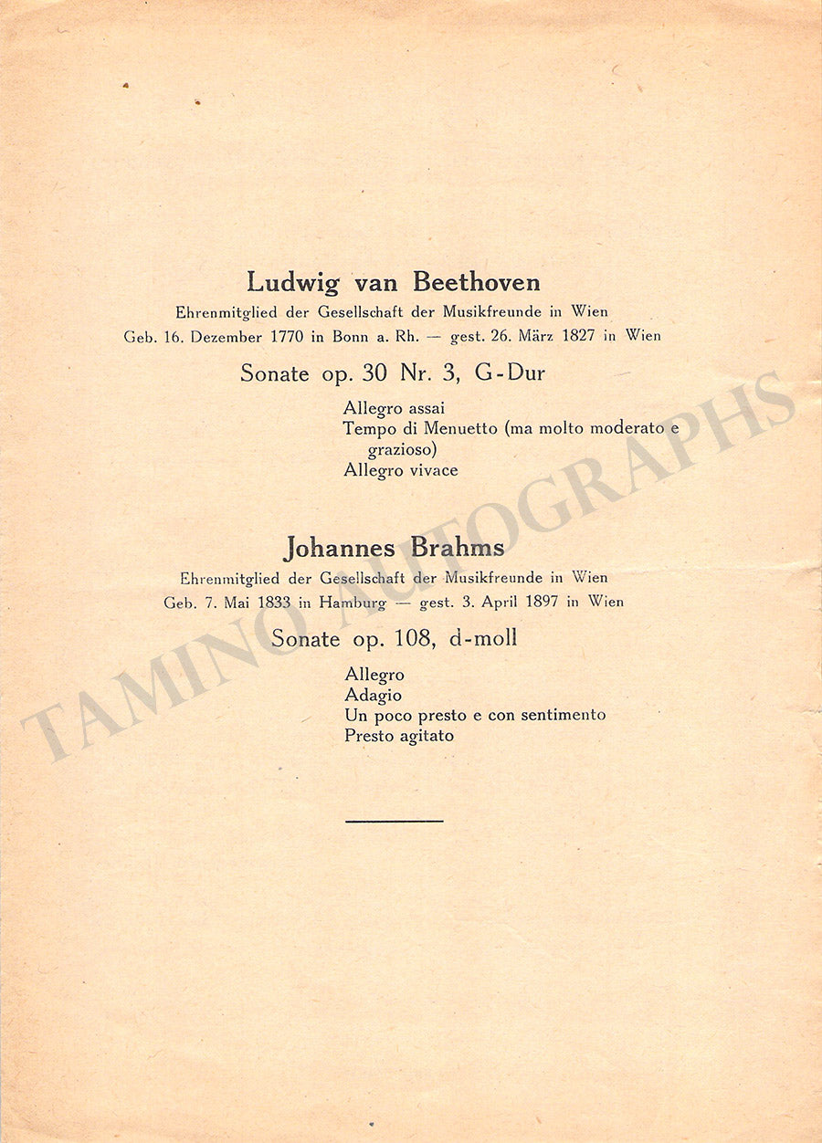 Friedrich Gulda Concert Programs Vienna 1946-1961 Set x 8 – Tamino