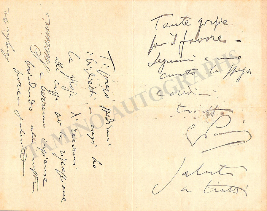 Giacomo Puccini Autograph Letter Signed – Tamino