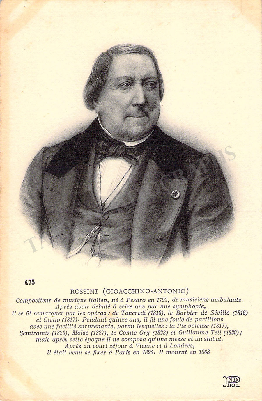 Gioachino Rossini Autograph Music Quote Signed 1859 – Tamino