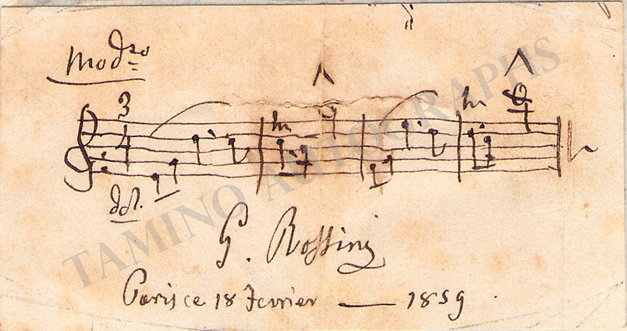 Gioachino Rossini Autograph Music Quote Signed 1859 – Tamino