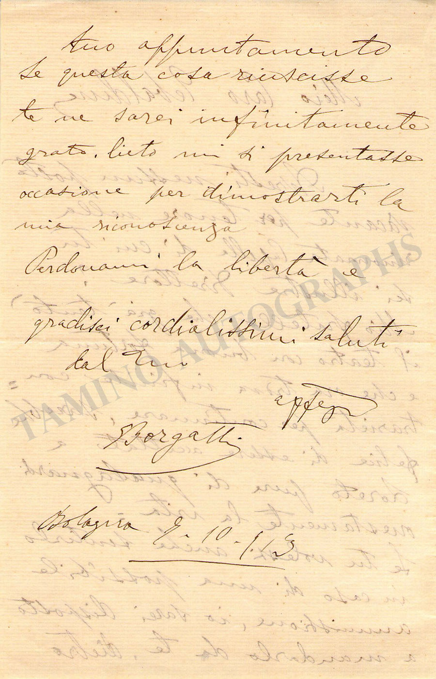 Giuseppe Borgatti Autograph Letter Signed 1913 – Tamino
