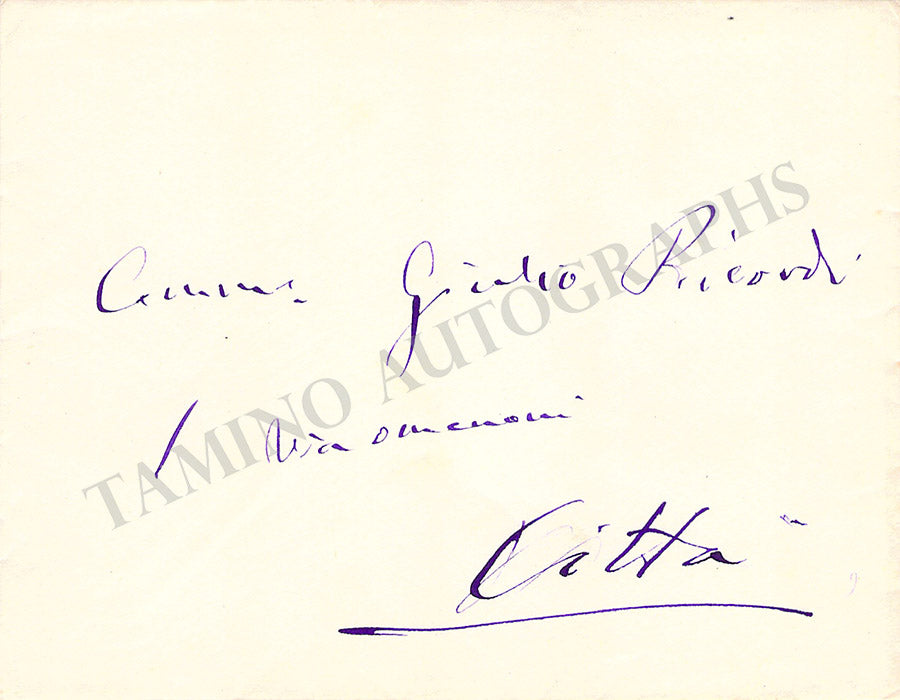 Giuseppe Verdi Autograph Note Signed 1889 – Tamino