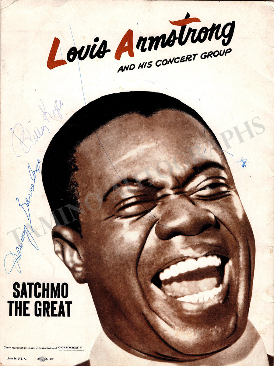 Louis Armstrong & His Band Autographs Signed Brochure – Tamino