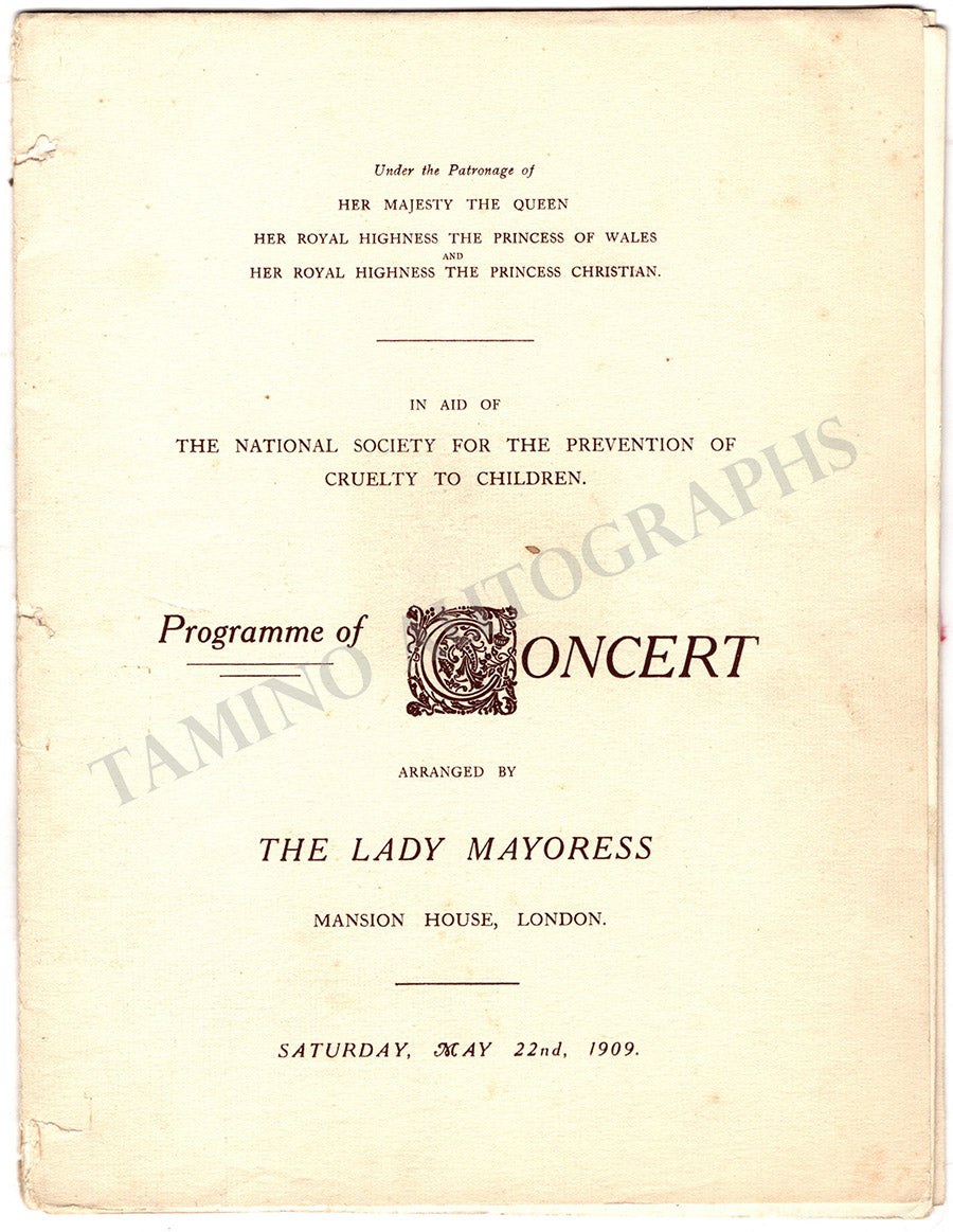Adelina Patti Concert Program London 1909 – Tamino Autographs