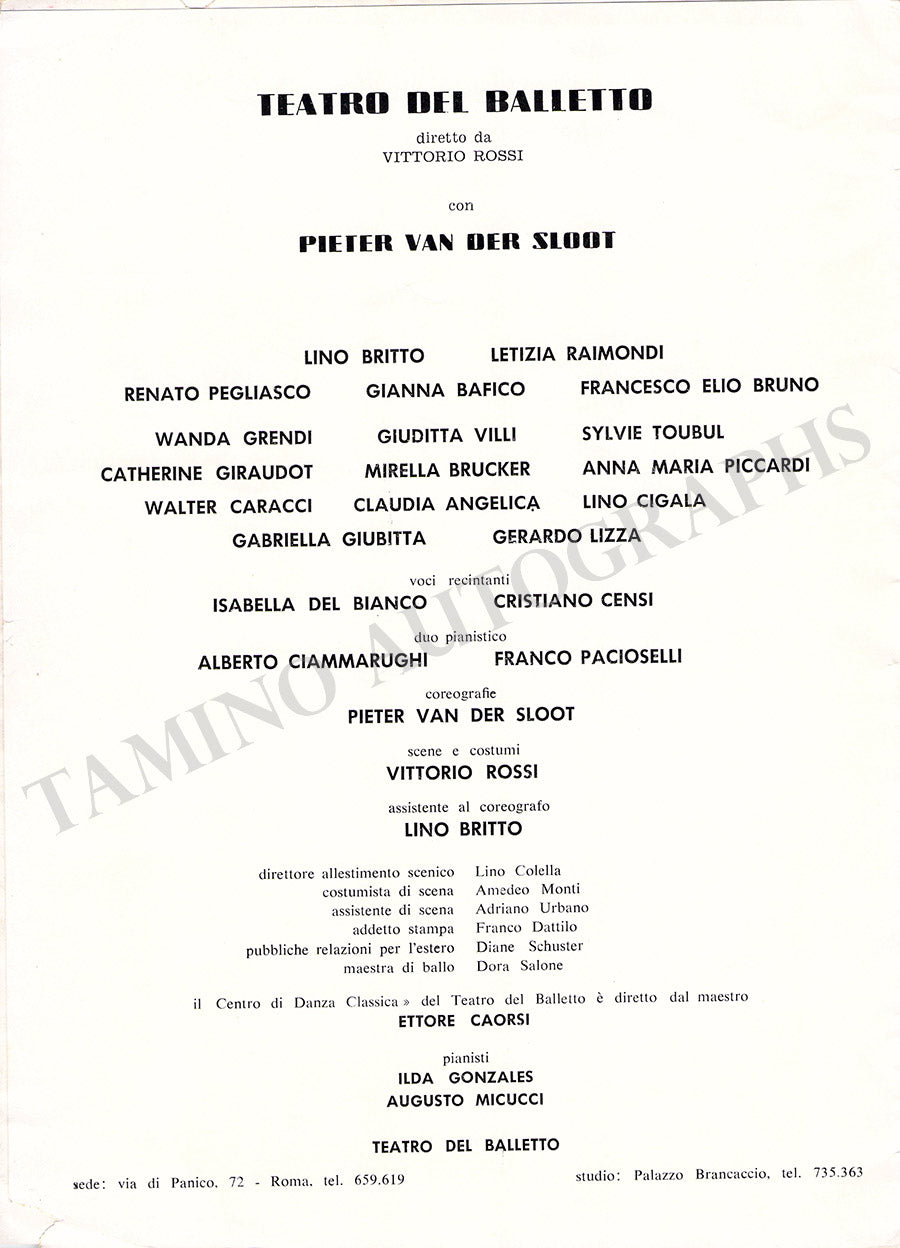 Pieter Van der Sloot Autograph Signed Program – Tamino