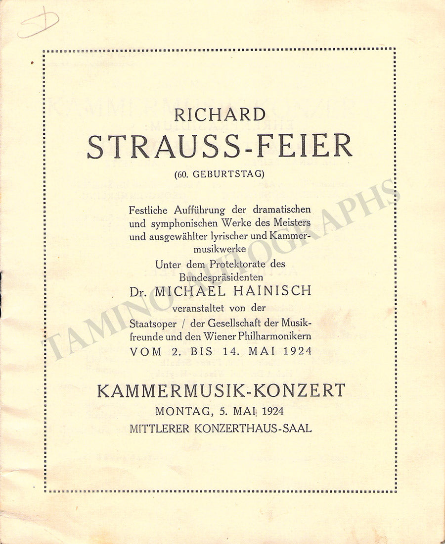 Richard Strauss Concert Program for his 60th Birthday – Tamino