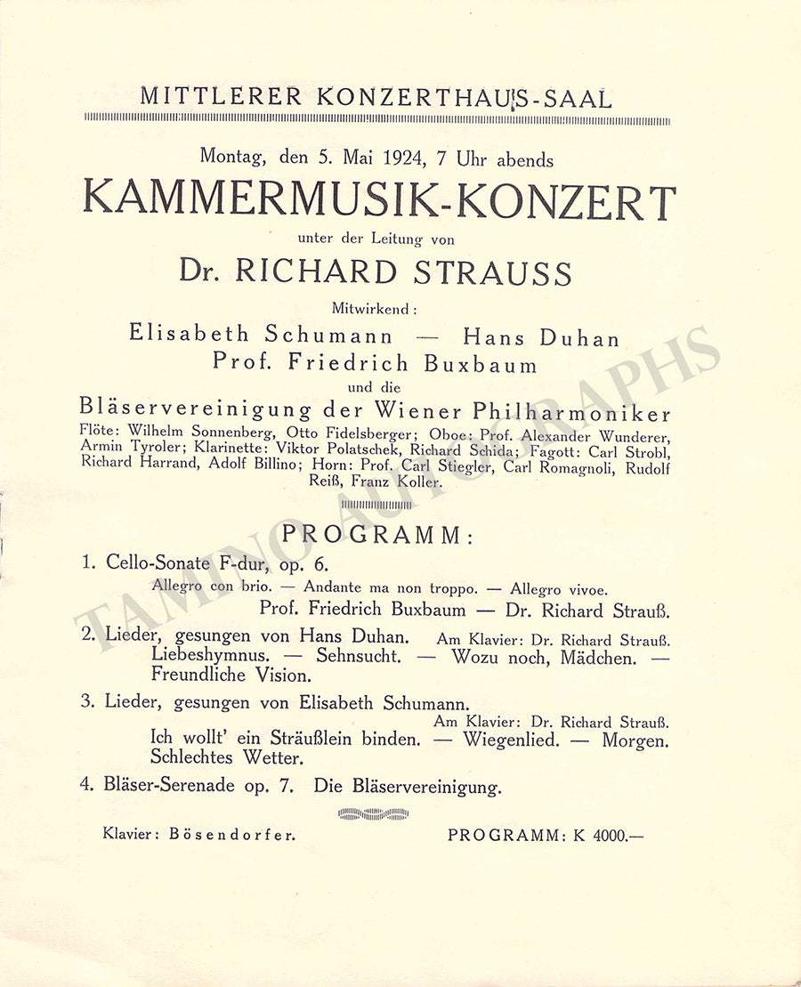 Richard Strauss Concert Program for his 60th Birthday – Tamino