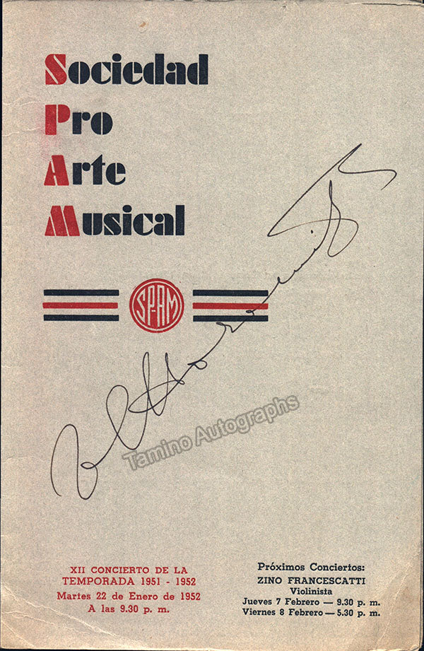 Vladimir Horowitz Autograph Signed Program Havana 1952 – Tamino Autographs