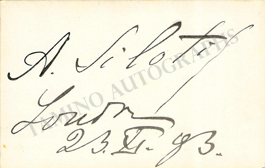 Alexander Siloti Autograph Signed Card 1883 – Tamino