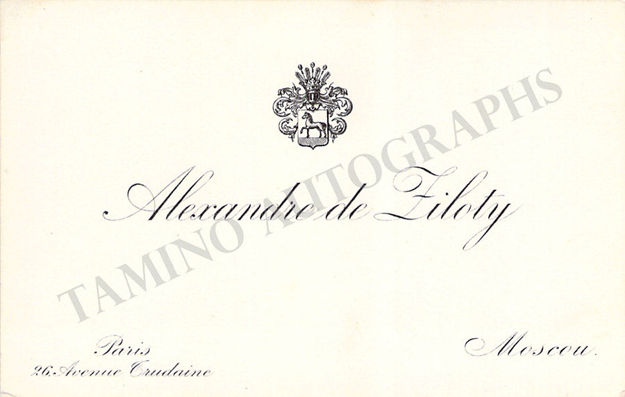 Alexander Siloti Autograph Signed Card 1883 – Tamino