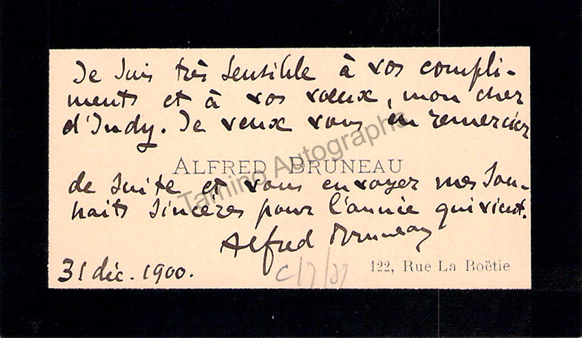 French Composers - Signed Visiting Cards (Various Options)