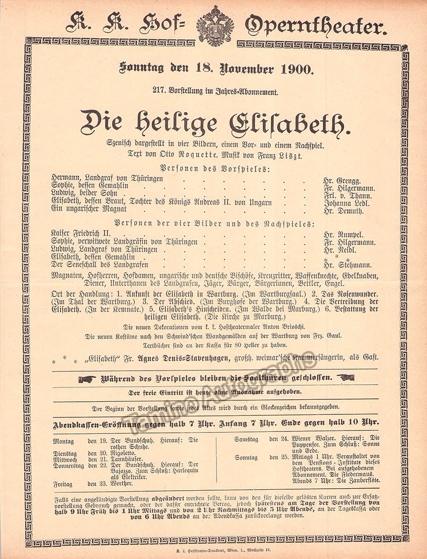 Vienna State Opera - Program Lot 1900 – Tamino