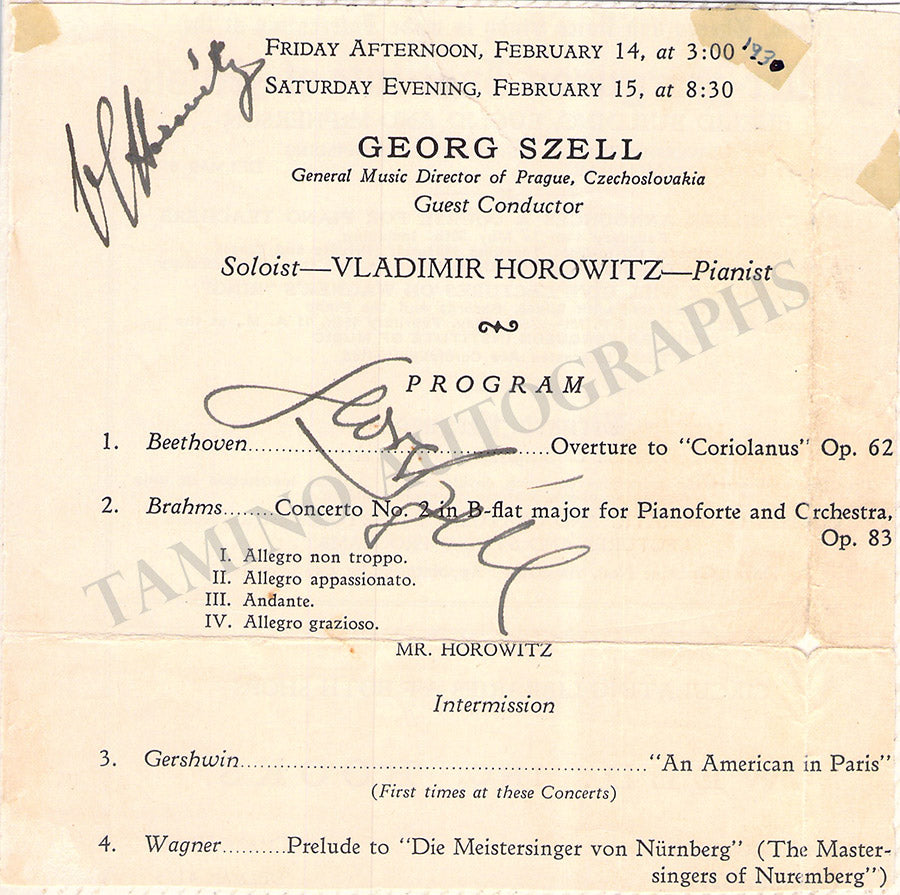 Vladimir Horowitz - George Szell Autographs Clip Program – Tamino ...