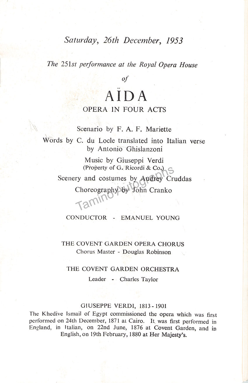 ROH Covent Garden Autographs Signed Opera Programs – Tamino