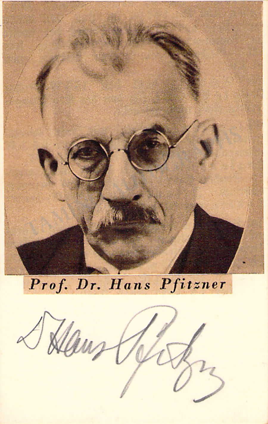 Hans Pfitzner Autograph Signed Card – Tamino