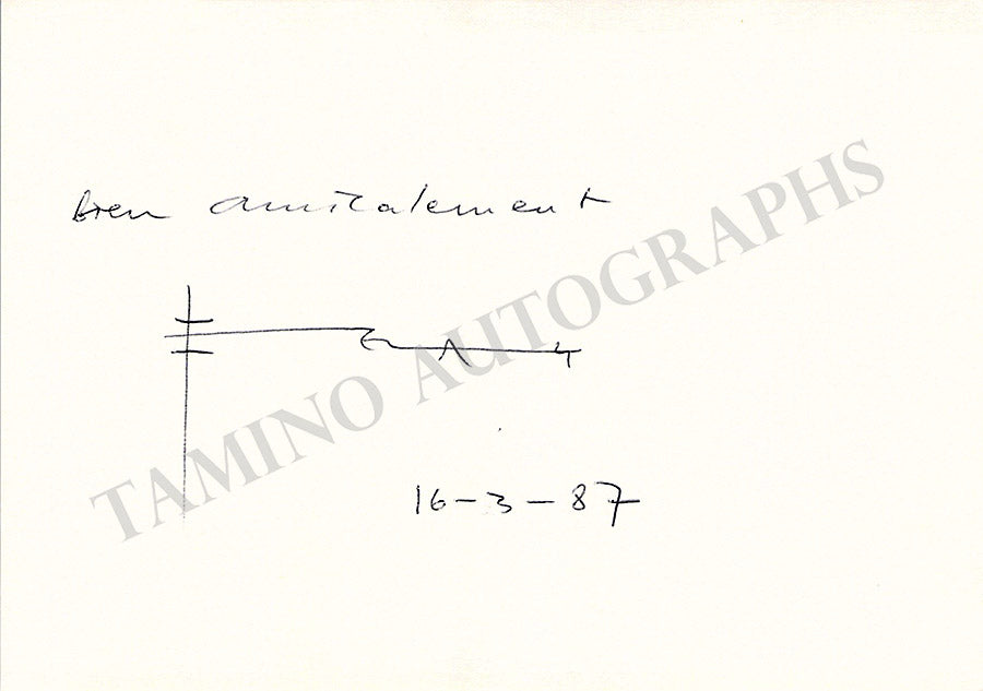 Iannis Xenakis Autograph Signed Card 1987 – Tamino