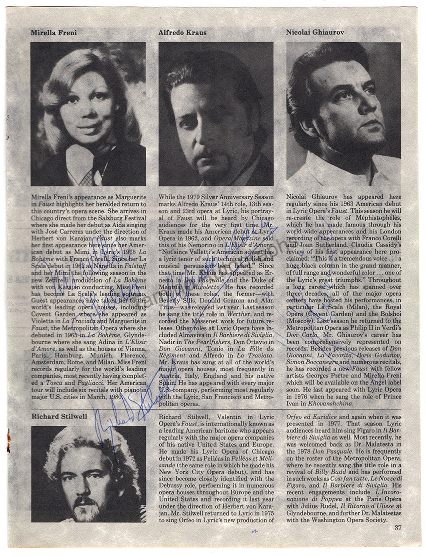 Chicago Lyric Opera Autographs Signed Opera Programs – Tamino