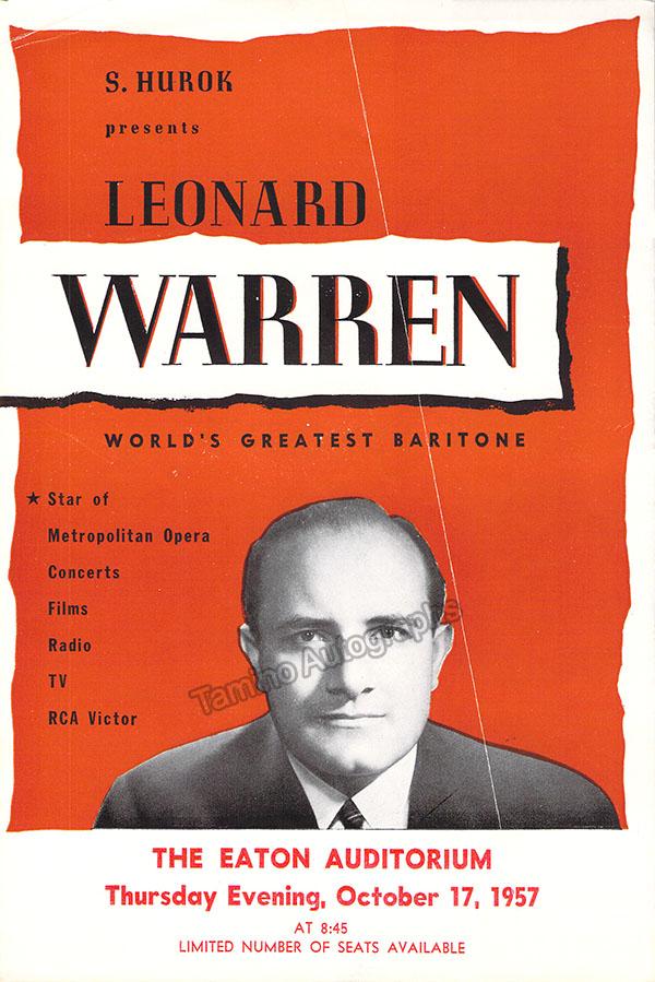 WARREN, Leonard - Signed Photo | Certified Original – Tamino