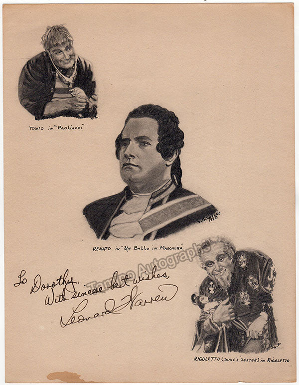 Leonard Warren Autographs – Tamino