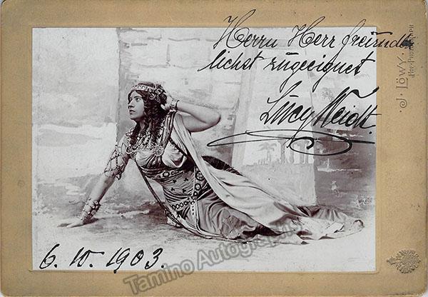 Lucy Weidt Autograph Photograph in Role 1903 – Tamino