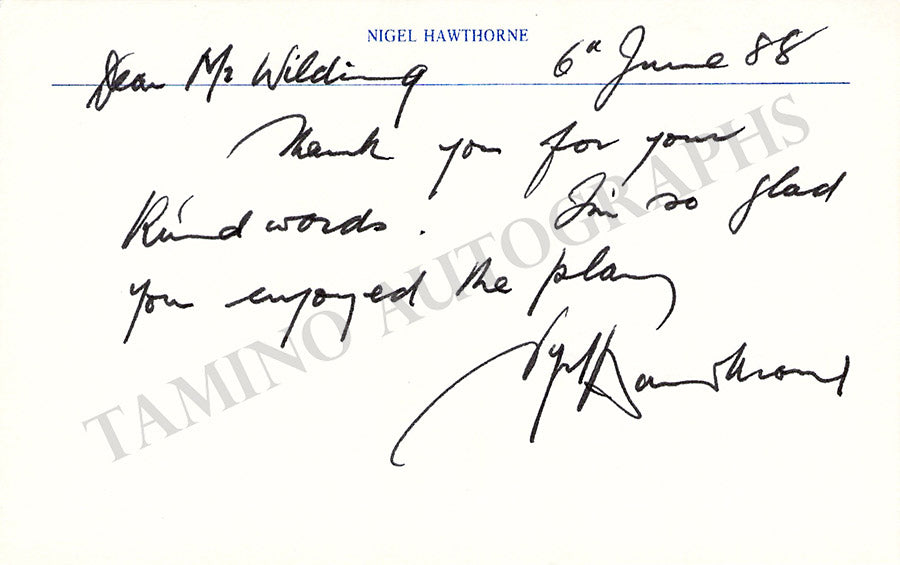 Nigel Hawthorne autograph photograph & Card – Tamino