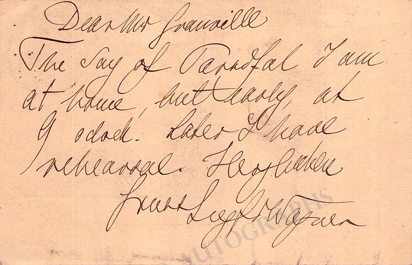 Siegfried Wagner Autograph Note Signed – Tamino