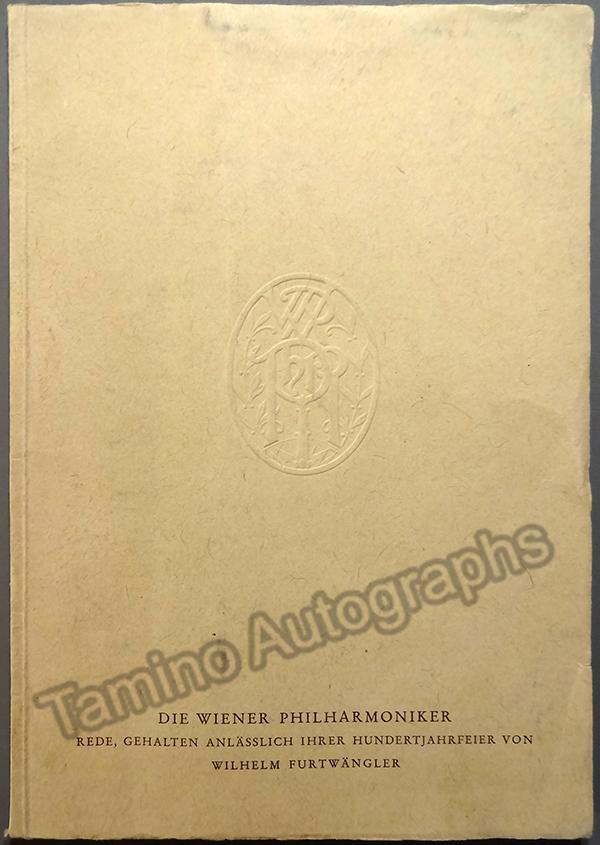 Wilhelm Furtwangler - Autograph Booklet Vienna Philharmonic Centennial ...