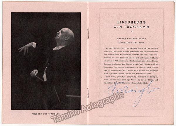 Wilhelm Furtwangler Autograph Signed Program 1949 – Tamino Autographs