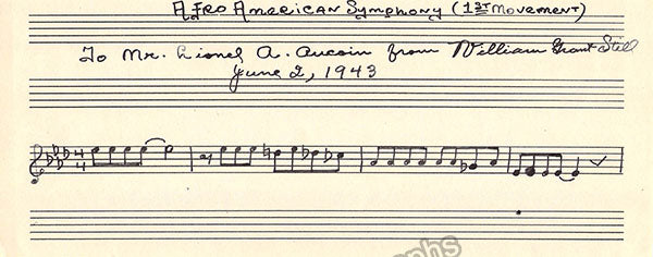 William Grant Still Autograph Music Quote – Tamino