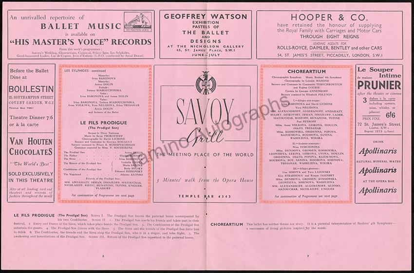 Ballet Russe - Royal Opera House Program 1939 – Tamino Autographs