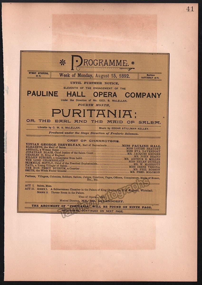 Boston Opera and Theater Album Clip Collection 1890-1898