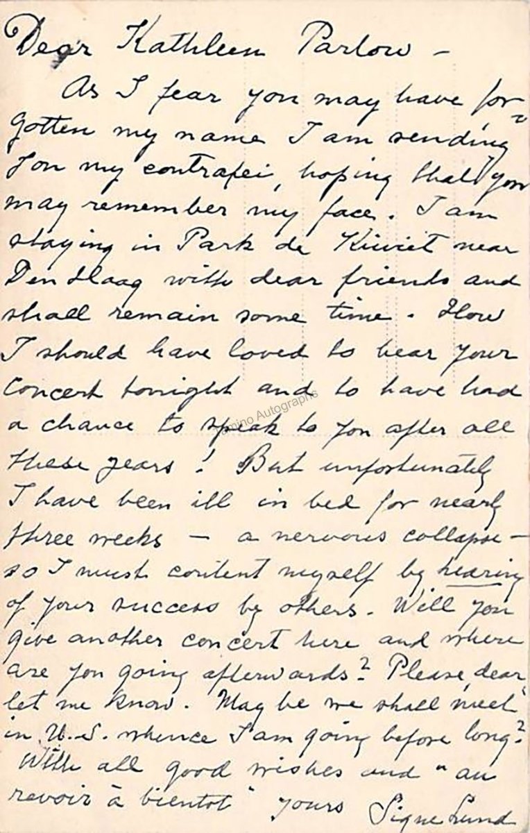 Signe Lund Autograph 1924 – Tamino Autographs