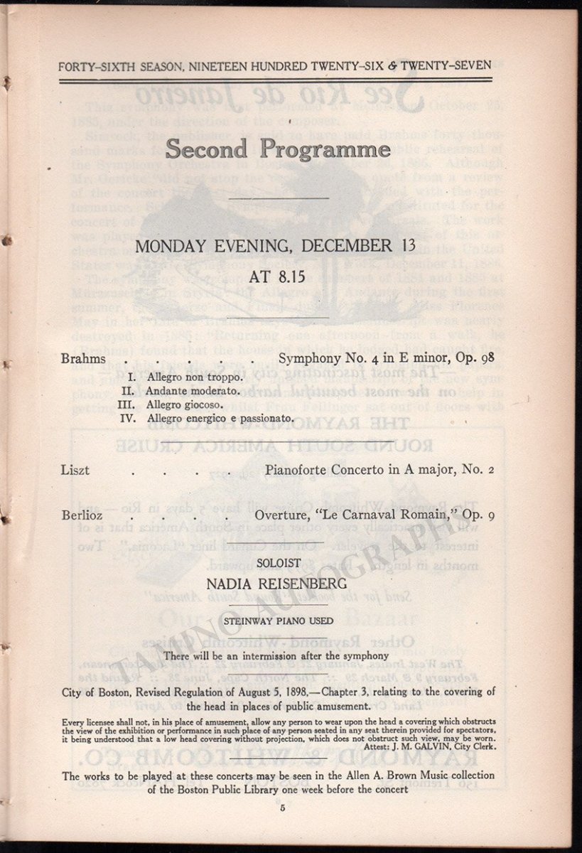 Pianists - Boston Symphony Program Lot 1924-31 | Authentic Program – Tamino