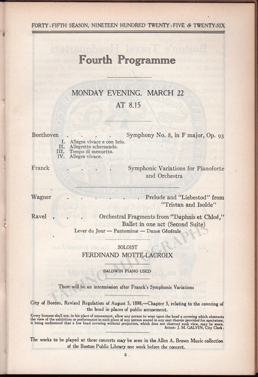 Pianists - Boston Symphony Program Lot 1924-31 | Authentic Program – Tamino