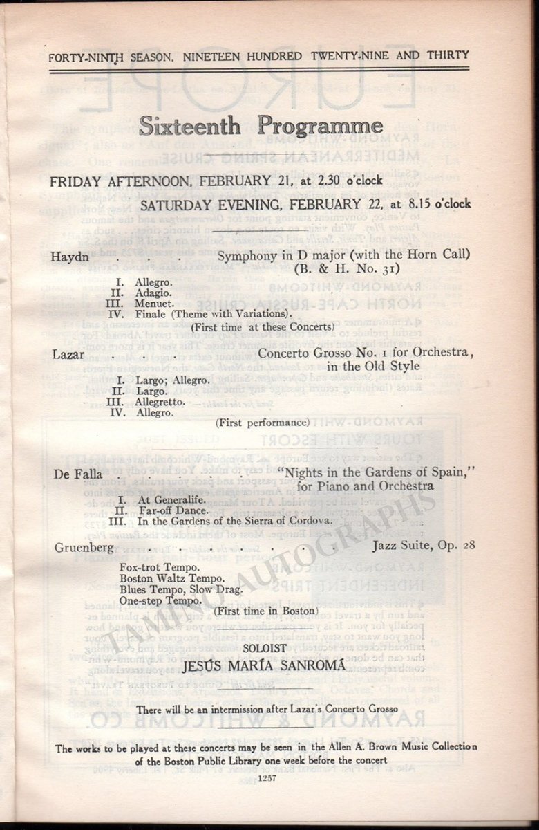 Pianists - Boston Symphony Program Lot 1924-31 | Authentic Program – Tamino