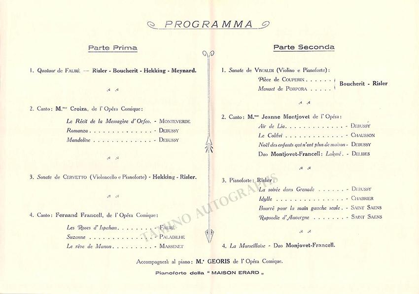 Risler, Edouard - Concert Program Bologna 1916 – Tamino