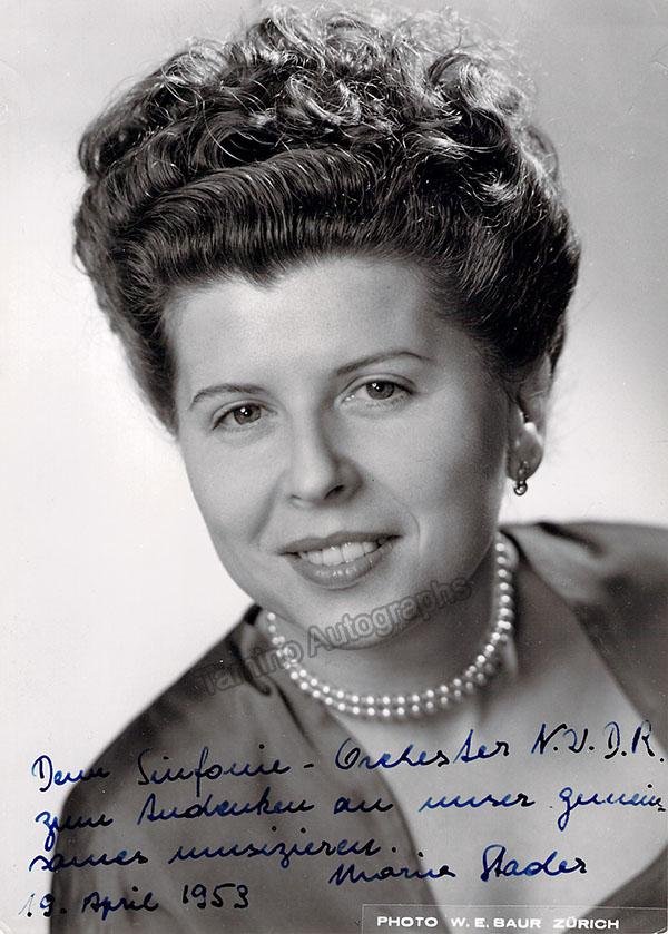 STADER, Maria (Various Autographs) – Tamino