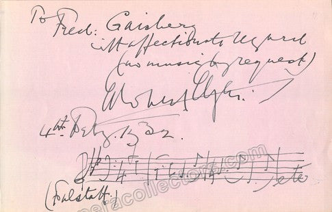 Edward Elgar Autograph Music Quote Signed 1932 – Tamino